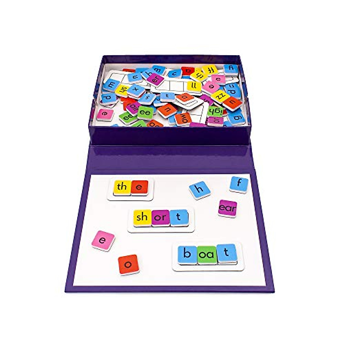 Junior Learning Rainbow Phonics Tiles with Built-in Magnetic Board Multi
