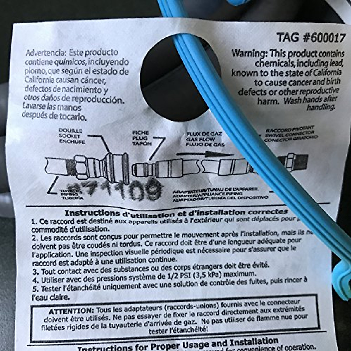 Weber #99263 10 Foot 3/8 Inch Natural Gas Hose Kit with 3/8 Quick Disconnect Fitting