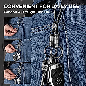 TISUR Titanium Quick Release Keychain, Retractable Key Chain Detachable Keychain Clip，Pull Apart Key Rings for Men Women