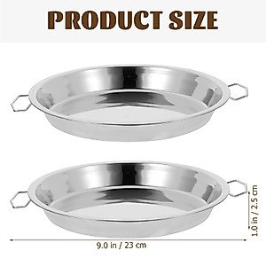 Luxshiny 2PCS Stainless Steel Roasting Pan, Pizza Cake Baking Tray Round Roaster Pan Stainless Steel Drip Pan for Turkey Baking,Roast Chicken