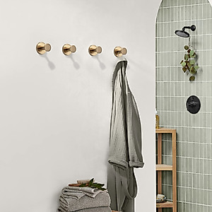 TUNNY 5 Pack Round Towel Hooks-Champagne Gold Modern Coat Hooks Shower Towel Hooks for Bathroom Kitchen Home Storage