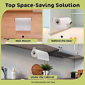 Srenta Clear Acrylic Paper Towel Holder Wall Mount Paper Towel Holder Under Cabinet, Wall Mounted Undermount Hanging Paper Towels Holder Dispenser, Holds Jumbo Rolls, Adhesive Strips & Screws Included