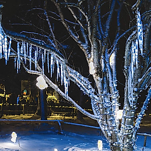 Christmas Icicle Lights with Clips, 10 Tubes 50 LED 15" LED Crystal Ice Falling String Lights, 36 Sets Connectable Waterproof Hanging Christmas Lights Plug in for Winter Roof Holiday Outdoor Decor