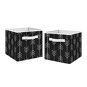 Sweet Jojo Designs Black and White Woodland Arrow Organizer Storage Bins for Rustic Patch Collection - Set of 2