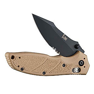 Hogue 54153 HK Exemplar 3.25" Pivot Lock Folder Clip Point Partially Serrated Black Finish G10 Scales - Flat Dark Earth
