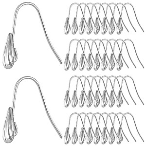 HIZNIC 50PCS Hypoallergenic Leverback Earring Hooks 18K Silver Ear Wires with Dangle Loops for Jewelry Findings Making Craft