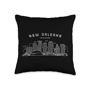US Louisiana New Orleans America Louisiana New Orleans Skyline Throw Pillow, 16x16, Multicolor