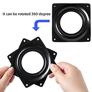 4" Lazy Susan Turntable 300-lb Steel Ball Bearing Rotating Tray Strong Sturdy Table Cabinet Low Profile for 360˚ Chair and Door, Kitchen, Craft Project, Makeup Holder, Monitor(Black)