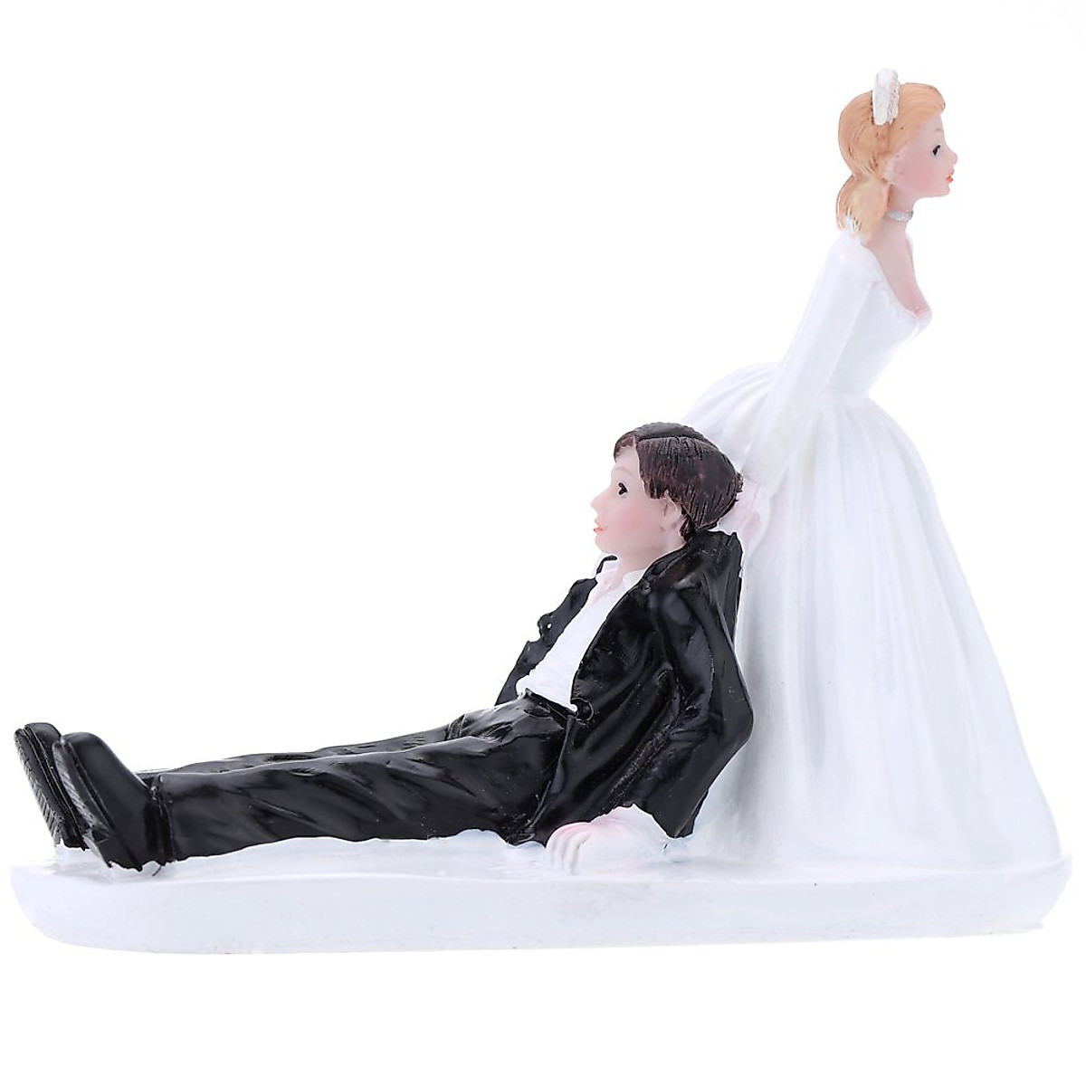 Ailgely Bride Dragging Groom Cake Topper,Funny Wedding Cake Toppers Bride and Groom,Figurine Wedding Cake Topper Romantic Wedding Party Decoration Adorable Gift