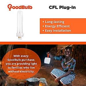 GoodBulb 26 Watt CFL Light Bulbs | 4 Pin G24Q-3 Base 5000K Daylight | 26W High Output 1800 Lumens | Double Tube Compact Fluorescent Light Bulbs Plug-in | 10 Pack