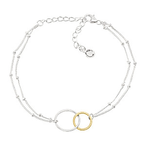Silpada 'Pagosa' Circle Linking Station Bracelet in 14K Yellow Gold Plated Sterling Silver, 7.5" + 2"