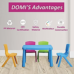 Domi Kids Table and Chair Set,Kids Lightweight Plastic Table and 4 Chairs Set for Reading,Preschool,Drawing,Toddler,Playroom(Enlarge Size
