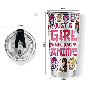 kdxpbpz Anime Gifts For Women, Anime Lover Gifts for Girls, Stainless Steel Tumblers 20oz, Birthday Kawaii Gifts for Anime Lovers - Just A Girl Who Really Loves Anime