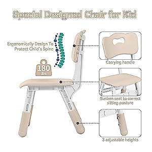 DOREROOM Kids Table and 2 Chairs Set, Height-Adjustable Toddler Table and Chair Set with Graffiti Desktop, 31.5''L x 23.6''W Children Activity Table for Daycare, Classroom, Home