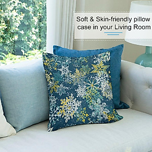 Meaudiwes Square Decorative Pillow Covers 24" X 24", Christmas Decorations Snowflakes Cushion Cover Soft Short Plush Pillowslip for Sofa Bedroom Home Decoration