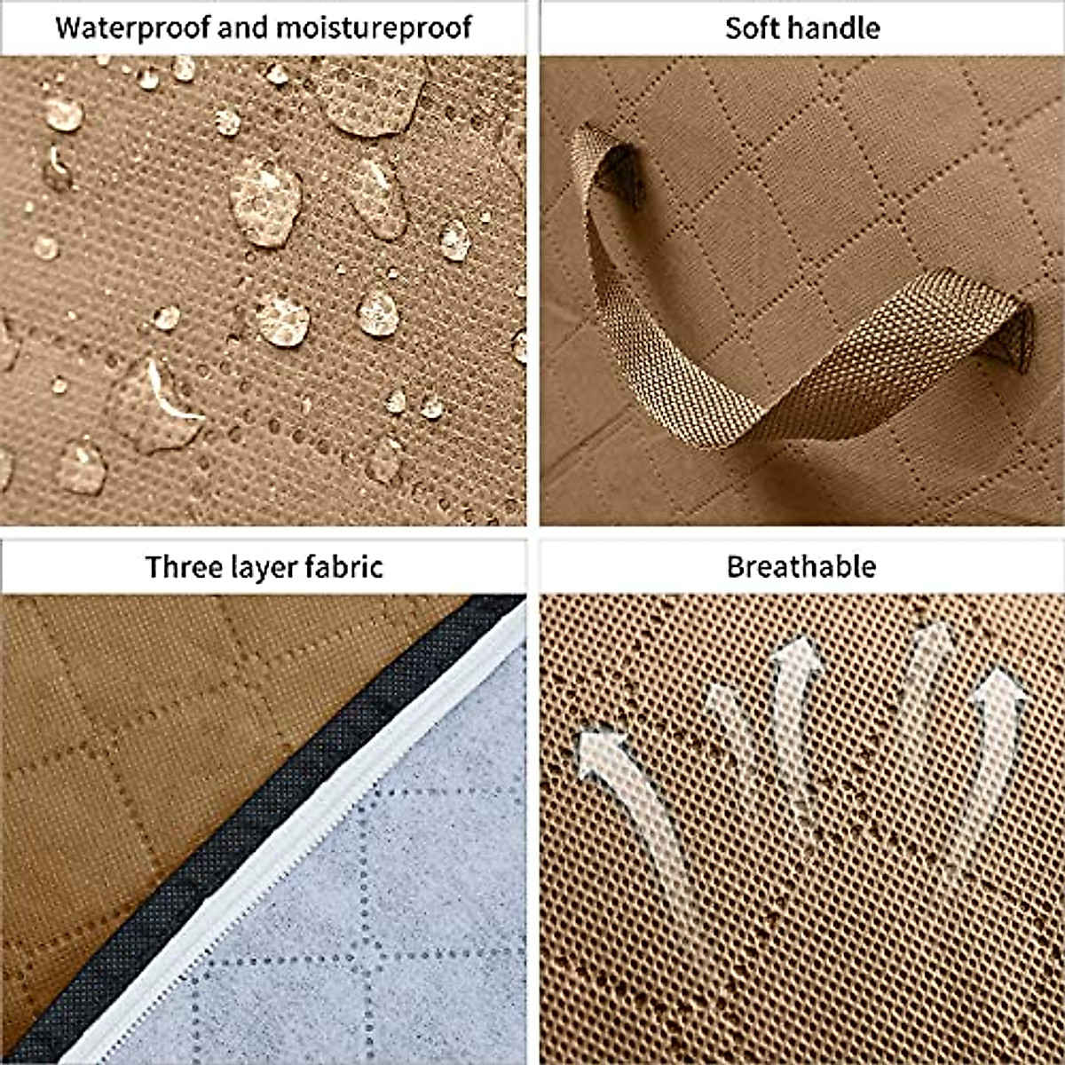 Quilt Cover Storage Bag with Large Capacity, Reinforced Thick Fabric Handle for Clothes, Comforters, Blankets, Bedding, Foldable Knitwear with Sturdy Zipper, Beige, 3 Pack