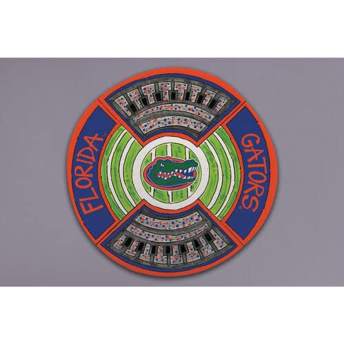 Magnolia Lane University of Florida Gators Football Stadium Heavyweight Melamine Round Platter, 13.5-inch Diameter, Kitchen Accessories
