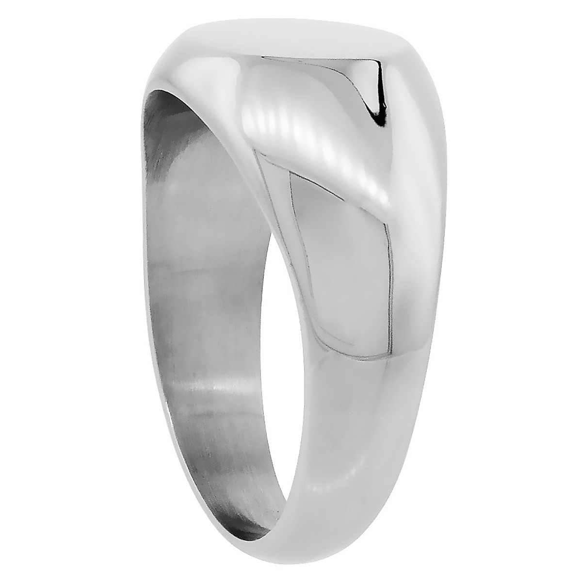 Surgical Stainless Steel Small Signet Ring for Women Solid Back Flawless Finish 3/8 inch round, size 9