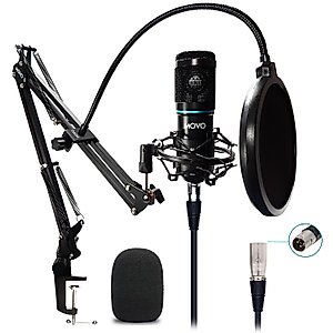 Movo PodPak Podcast Equipment Bundle with XLR Condenser Microphone, Articulating Scissor Arm, and Pop Filter - XLR Mic for Podcasting, Streaming, YouTube, Music, ASMR - Content Creator Studio Mic