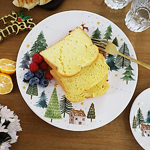 Sonemone Winter Wonderland Dinner Plates Set of 4, 11 Inch Ceramic Plates, Large Dinnerware Dish Set for Kitchen, Dinner, Salad, Dessert, Microwave & Dishwasher Safe, Scratch Resistant