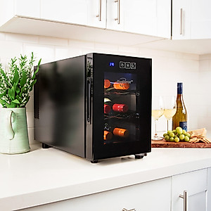 Koolatron 6 Bottle Wine Cooler, Black, Thermoelectric Wine Fridge, 0.65 cu. ft. (16L), Freestanding Wine Cellar, Red, White and Sparkling Wine Storage for Small Kitchen, Apartment, Condo, RV