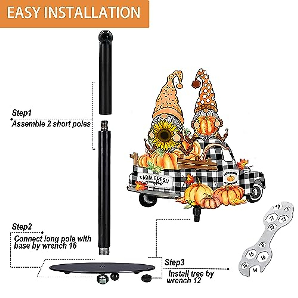 Fall Paper Towel Holder, Autumn Kitchen Decor, Farmhouse Fall Gnomes Kitchen Decor Accessories Paper Towel Holder Stand, Metal Fall Decorations for Home Bathroom, Large Towel Stand for Countertops