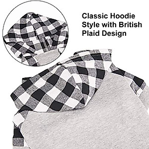 Pet Hoodie Dog Plaid Hoodie Fleece with Hat for Small Medium Dogs- Pet Winter Hoodie Warm Sweater Shirt Clothes Charcoal Gray Plaid Cozy Hooded - Pullover Dogs Hooded Warm Outfit
