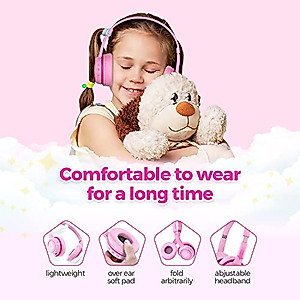 vinamass Kids Bluetooth Headphones, 22H Playtime, Bluetooth 5.0 & Built-in Mic, Noise Cancelling Headphones for Kids, Adjustable Headband, for School Home iPad Tablet Airplane