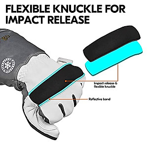 Vgo... High Dexterity Goatskin Leather Winter Warm Ski Gloves Waterproof Insert, Touchscreen, Cold Storage Work Gloves, G200 Thinsulate, (1 Pair,M, GA8435FW)