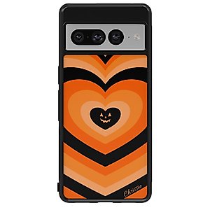 Halloween Hearts Personalized Black Rubber Phone Case Compatible With Google Pixel 8 Pro, 8a, 8, 7a, 7, 7 Pro, 6a, 6 Pro, 6, Pixel 5, 4a 5G, 4a 4G, Pixel 4, Pixel 4 XL, Pixel 3a, 3a XL, Pixel 3