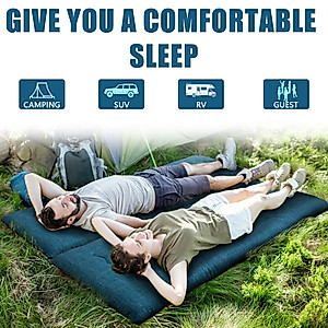 MAXYOYO Roll Up Mattress Sleeping Mat, Floor Futon Mattress for Outdoor Indoor, Upgraded Portable and Foldable Mattress, Bluestone Twin Mattress, 75x36 Inch