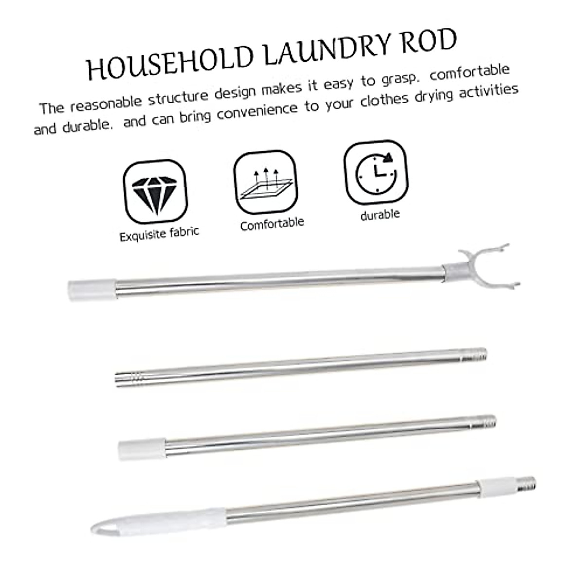 CIYODO Bathroom Must Haves 4pcs Stitching Clothes Rail Outdoor Hooks for Hanging Curtain Hooks for Drapes Retractil De Clothesline Prop Garment Reacher Clothes Reach Tool Closet Hook Pole