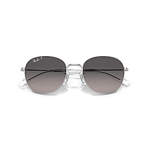 Ray-Ban RB3809 Round Sunglasses, Silver/Grey Gradient Polarized, 53 mm