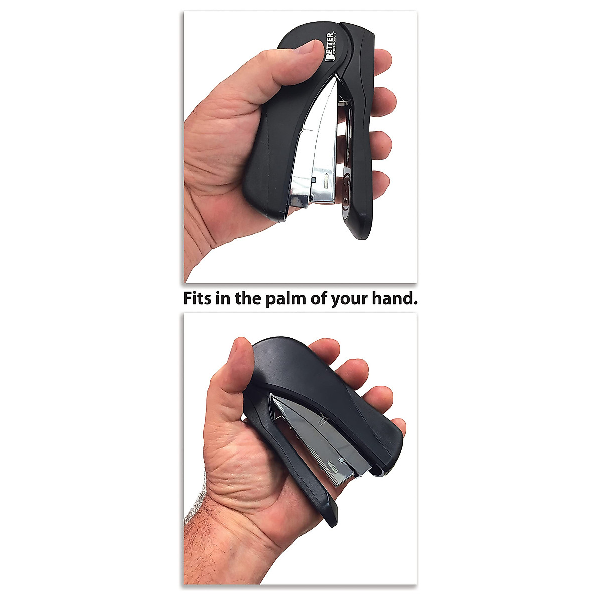 Better Office Products Heavy Duty Easy Grip Stapler, Effortless, with 1,000 Regular 1/4" Staples, High Capacity Compact Palm of Your Hand Size, Ergonomic Soft Grip
