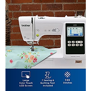 Brother LB5000 Sewing and Embroidery Machine, 80 Built-in Designs, 103 Built-in Stitches, Computerized, 4" x 4" Hoop Area, 3.7" LCD Touchscreen Display, 7 Included Feet