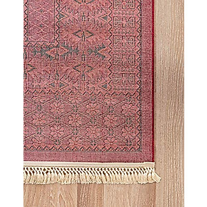 Unique Loom Tekke Collection Over-Dyed Saturated Traditional Torkaman Area Rug, 5 x 8 ft, Red/Black