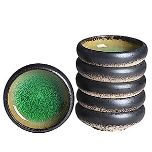 Uaral Soy Sauce Dishes Sushi Dipping Bowls Pinch Bowl Stoneware Condiment Bowl Set of 6,3.35 Inch(4.5 oz Ice Crack Green)