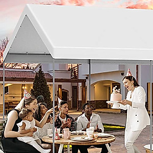 12'x20' Carport Car Replacement Canopy Cover Outdoor for Tent Party Top Garage Shelter Cover with 32 Ball Bungees(Only Cover, Frame Not Included), White