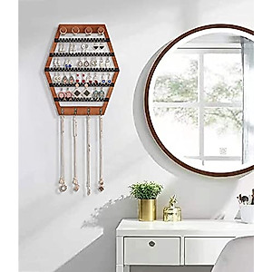 handrong Hexagon Hanging Earring Organizer Wall Earring Holder Wall Jewelry Holder Wall Jewelry Organizer For Earrings Necklaces Bracelets