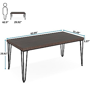 Tribesigns 62.9 Inch Rustic Computer Desk, Large Office Executive Desk with Metal Legs, Simple Writing Study Desk Workstation Conference Table Business Furniture for Home Office