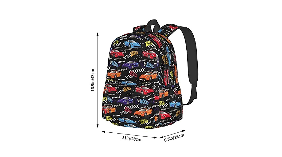 Zisqerts Racing Car Backpack - Lightweight & Spacious 16 Inch Travel Bag