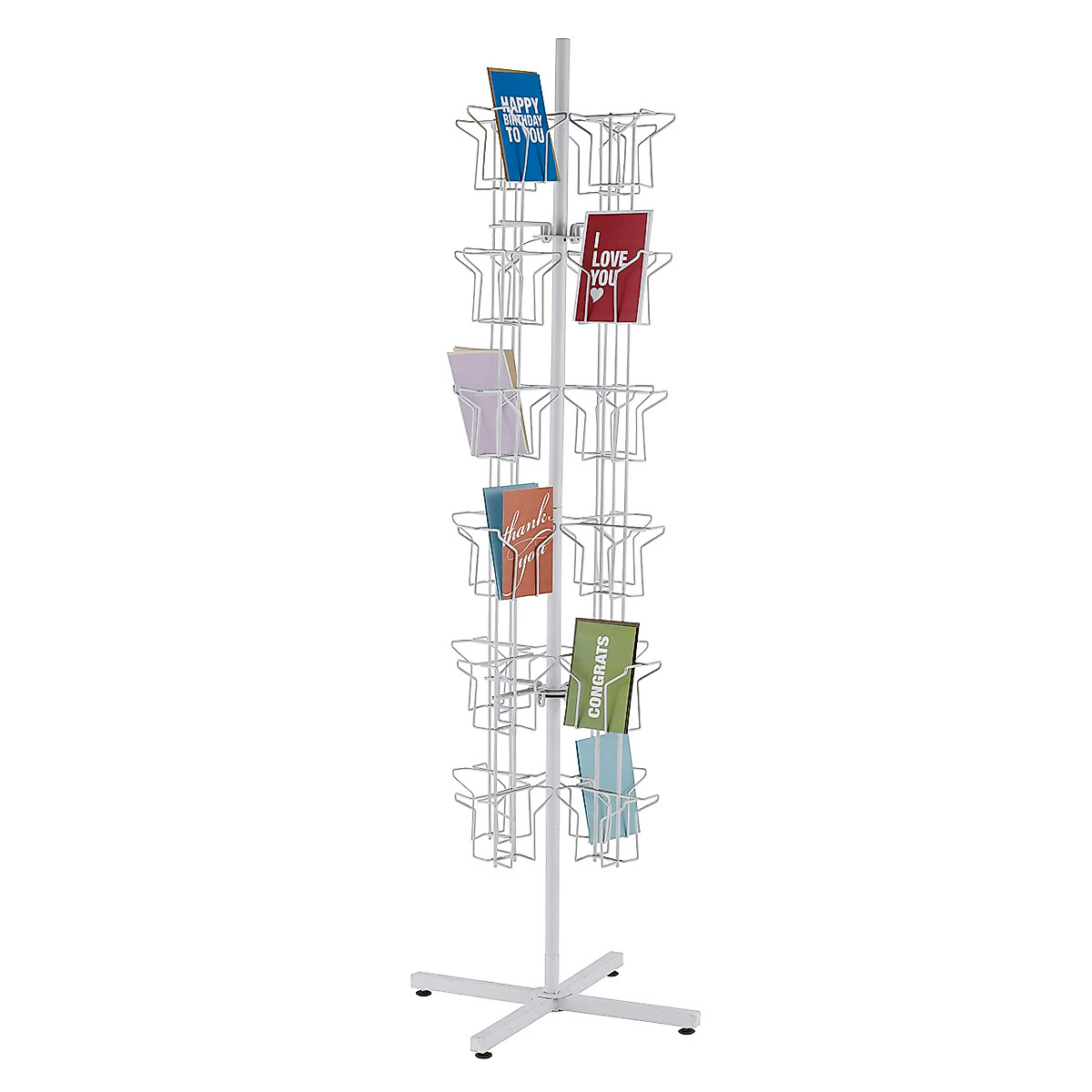 SSWBasics Rotating Greeting Card Rack - 48 Pocket - Overall Dimension: 65”H x 16”D - 48 Pockets Total (Each 5”W x 7”H x 1 5/8”D) - Perfect for Thrift, Retail, Grocery, and Convenience Stores