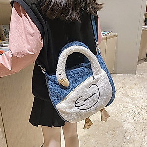 XACKWUERO Cute Plush Goose Bag Funny Cartoon Goose Purse Tote Handbag Large Capacity Crossbody Bag Novelty Purses for Women (Blue)