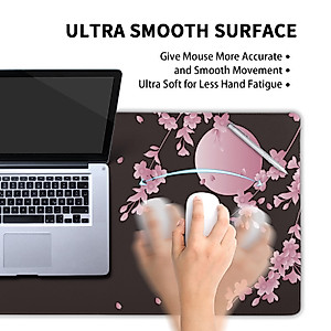 Sakura Cherry Blossom Extended Gaming Mouse Pad Non-Slip Rubber Base Pink Large Mousepad 31.5x11.8in with Stitched Edge Waterproof Flower Keyboard Pads Black Desk Laptop Mats for Work/Game/Office