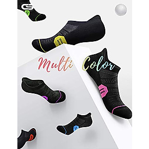 CS CELERSPORT 6 Pack Women's Ankle Running Socks Cushioned Low Cut Tab Athletic Sport Compression Socks, Black Mixed, Small