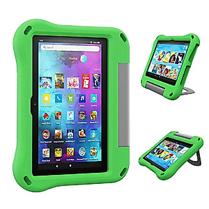 All-New 2022 8inch Tablet Case for Kids, Auorld Light Weight Anti Slip Shockproof Kids Friendly Case Cover with Bracket for 8 inch Tablet -Green