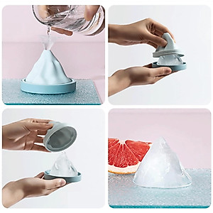 3D Snow Mountain Shape Fun Shapes Ice Molds - 3 Pieces Ice Ball Machine Molds, DIY Freezer Popsicle Molds with Funnel Easy to Release for Whiskey Cocktails Bourbon Jello Party Favors