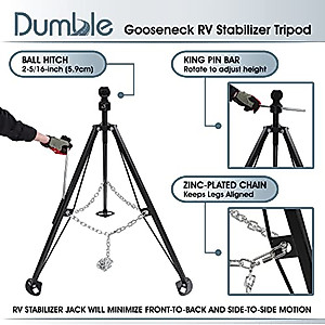Dumble Gooseneck RV Stabilizer Tripod - 2-5/16in Ball Joint 7500lb Cap 5th Wheel Tripod Stabilizer Adjustable Jack