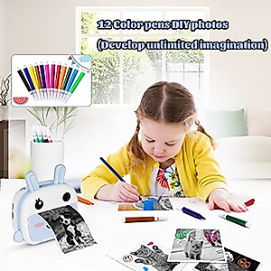 JECAURS Instant Print Camera for Kids, WiFi Kids Camera with 32GB Memory Card, Dual Lens, Print Paper, Color Pens Set, Kids Selfie Video Printable Camera for Girls and Boys