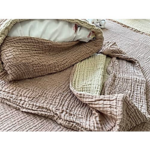 Muslin Blanket 100% Cotton, 4 Layers Bedspread, Soft Turkish Cotton Muslin Bed Cover, Reversible Coverlet, Brown (King Size 95x102-230x260cm)